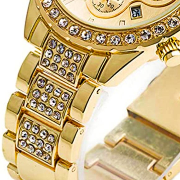 Geneva | Accessories | Gold Floating Crystal Calendar Geneva Ss Watch ...